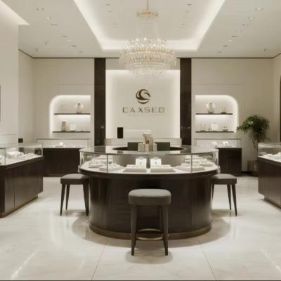China Wholesale Luxury Stainless Steel Glass Jewlery Island Showcase LED Lighting for Jewelry Store for sale