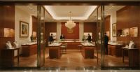 China Luxury Customized Glass Jewelry Counter Gold Plated Island Showcase with LED for Shopping Mall Jewelry Store for sale