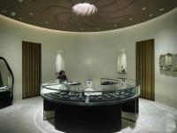 China Custom LED Gold Glass Display Island Counter Furniture for Jewelry Shop Showcases for sale