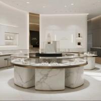 China LED-Lit Glass Island Cabinet Tempered Jewelry Display Case with Metal for Shopping Malls and Jewelry Shops for sale