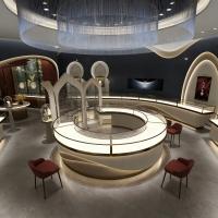 China High-End Commercial Jewellery Store Furniture Glass Jewelry Display Island Cabinet for sale