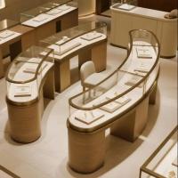 China Custom Jewelry Store Furniture Modern Boutique Jewelry Glass Island Cabinet with LED for sale