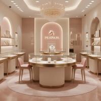 China Modern Design Jewelry Store Jewelry Glass Metal Frame Island Showcase for Jewelry and Pearl for sale