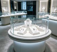 China Elegant Modern Jewelry Display Counter, Round Glass Island Case for High-End Boutiques for sale