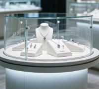 China Elegant Modern Jewelry Display Counter, Round Glass Island Case for High-End Boutiques for sale