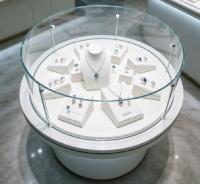 China Elegant Modern Jewelry Display Counter, Round Glass Island Case for High-End Boutiques for sale