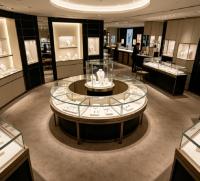 China Custom Luxury Jewelry Store Circular Island Display Cabinet, Glass Jewelry Showcase for sale