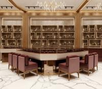China Custom Luxury Jewelry VIP Counter Display Case, Wood Frame Glass Jewelry Island Showcase for sale