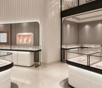 China High-End Jewelry Display Cabinet - Custom Tempered Glass Case with LED Lighting for Luxury Retail Store Design. for sale