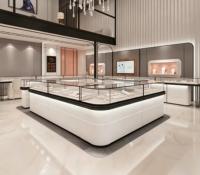 China High-End Jewelry Display Cabinet - Custom Tempered Glass Case with LED Lighting for Luxury Retail Store Design. for sale