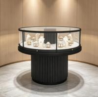 China Custom High-End Luxury Metal Gold round Glass Light Jewelry for Showcase Luxury Shop Display Furniture for Necklace Store for sale