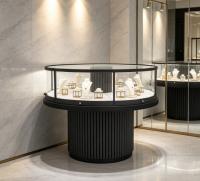 China Custom High-End Luxury Metal Gold round Glass Light Jewelry for Showcase Luxury Shop Display Furniture for Necklace Store for sale