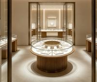 China Luxury Organic Texture Wooden Jewelry Display Cabinet with LED Lighting-Customizable for High-End Jewelry Stores & Showrooms for sale