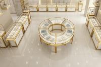 China Customizable High-End Luxury Modern Aluminium Round Glass Display Showcase for Jewelry and Watches Retail Display Case for sale
