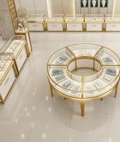 China Customizable High-End Luxury Modern Aluminium Round Glass Display Showcase for Jewelry and Watches Retail Display Case for sale