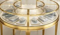 China Customizable High-End Luxury Modern Aluminium Round Glass Display Showcase for Jewelry and Watches Retail Display Case for sale