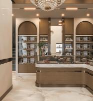 China Custom Retail Jewelry Store Showcase Wooden Jewelry Cabinet Wall with LED for sale