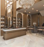 China Custom Retail Jewelry Store Showcase Wooden Jewelry Cabinet Wall with LED for sale