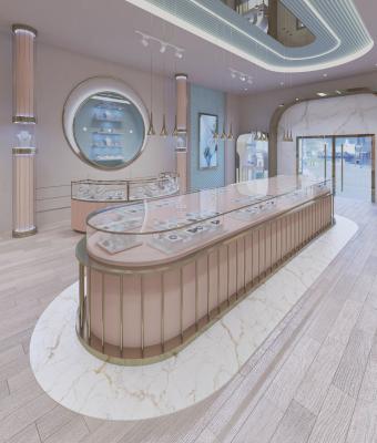 China Luxury Gold Jewelry Retail Store Furniture Custom Jewelry Showcase for sale