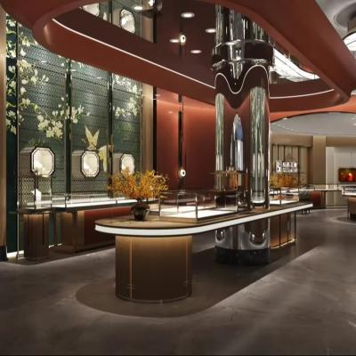 China Customized Jewelry Display Counter Plywood Glass Jewelry Showcase for Retail Store for sale