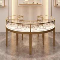 China OEM Wholesale LED-Lighted Jewelry Display Shelves Ultra-clear Glass Showcase for Jewelry Shop for sale