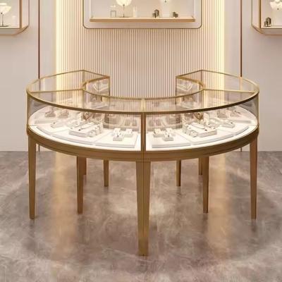 China OEM Wholesale LED-Lighted Jewelry Display Shelves Ultra-clear Glass Showcase for Jewelry Shop for sale