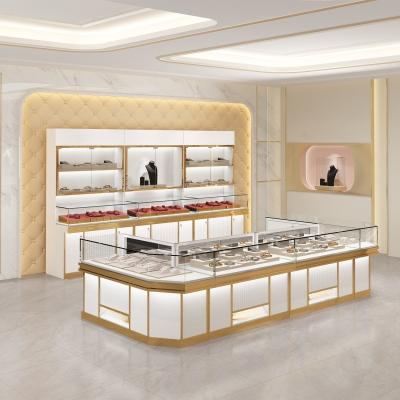 China Custom Gold Jewelry Display Showcase with LED Lighting for Mall Furniture Decoration or Shop for sale