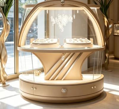 China GZowin Luxury Commercial Durable Stainless Steel Jewelry Display Stand Set Customized Necklace Cabinet LED Lighting Showcases for sale