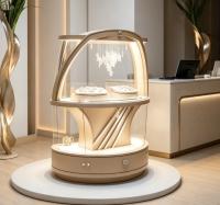 China GZowin Luxury Commercial Durable Stainless Steel Jewelry Display Stand Set Customized Necklace Cabinet LED Lighting Showcases for sale