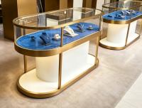 China Retail Jewelry Cabinet LED Lit Customizable Glass Showcase with Sliding Drawers for Jewelry Watch Display in Showroom for sale