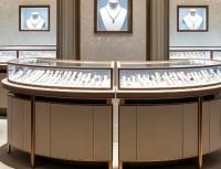 China Jewelry Store Retail Fixtures Modern LED Eco-Friendly Custom Glass Wooden Display Showcase Cabinets for Jewelry Shop Mall for sale