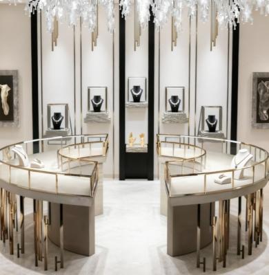 China Custom Luxury LED Lighting Spotlight Customizable Jewelry Showcase Display Counters Store Furniture for Luxury Shopping Malls for sale