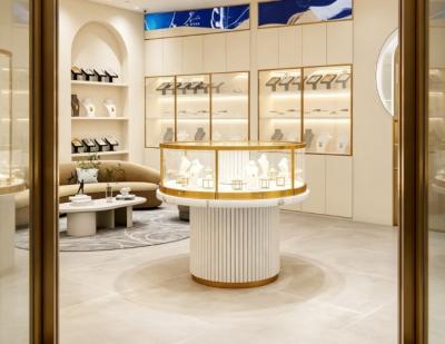 China Hot Custom Luxury LED Glass Jewelry Display Stand with Modern Design for Retail Store and Jewelry Showroom for sale