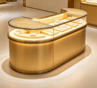 China Custom Oval Luxury Jewelry Showroom Display Cabinet Stand Gold Diamonds Display Counter Jewelry Exhibition Showcase for sale