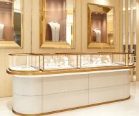 China Factory Retail Necklace Shop Design Glass Metal White Jewelry Display Show case with Led Light Counte for sale