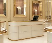 China Factory Retail Necklace Shop Design Glass Metal White Jewelry Display Show case with Led Light Counte for sale