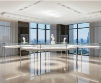 China Freestanding Iron Frame Jewelry Display Counter with Premium Glass LED Lighting Customizable Design for Luxury Shopping Malls for sale
