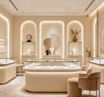 China Customized Modern Jewelry Shop Interior Design Jewelry Island Display Showcase for sale