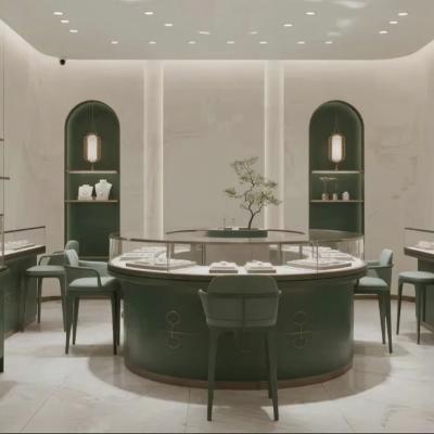 China Jewelry Shop Store Furniture Design Stainless Steel Wooden Jewelry Display Island Counter for sale