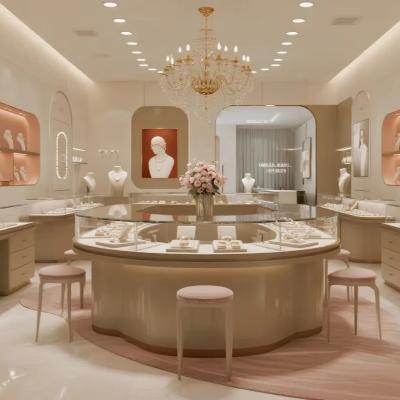 China Wooden Jewelry Store Glass and Wooden Island Display Case for Jewelry with LED for sale