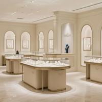 China Luxury Jewelry Shop Interior Design Stainless Steel Glass Display Island Cabinet for sale