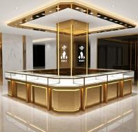 China Full Store Custom Jewelry Shop Interior Design Luxury Pillar Island Jewelry Display Cabinet Complete Set LED for Showroom for sale