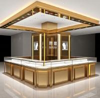 China Full Store Custom Jewelry Shop Interior Design Luxury Pillar Island Jewelry Display Cabinet Complete Set LED for Showroom for sale