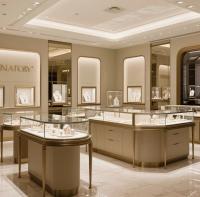 China High End Fashion Jewelry Watch Shop Decor Customized Plywood Island Display Showcase for sale