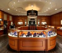 China Classic Walnut Wood Jewelry Store Interior Design, Complete Turnkey Fixture Package with Circular Central Showcase for sale