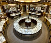 China Luxury Curved Jewelry Display Island, Premium Glass Jewelry Showcase for High-End Jewelry Stores for sale