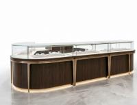 China 2026 Modern LED Lighting Waterproof Eco-Friendly Jewellery Counter Top Display Metal Wall Flat Glass Cabinet Jewelry Showroom for sale