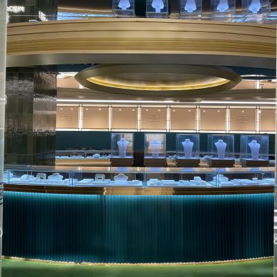 China Modern Solid Wood Jewelry Island Showcase with Glass Shelves for Jewelry Shop for sale