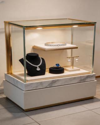 China Customizable Luxury Wooden Jewelry Display Cases, Equipped with LED Lighting, Eco-friendly and Durable for sale
