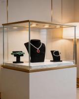 China Customizable Luxury Wooden Jewelry Display Cases, Equipped with LED Lighting, Eco-friendly and Durable for sale